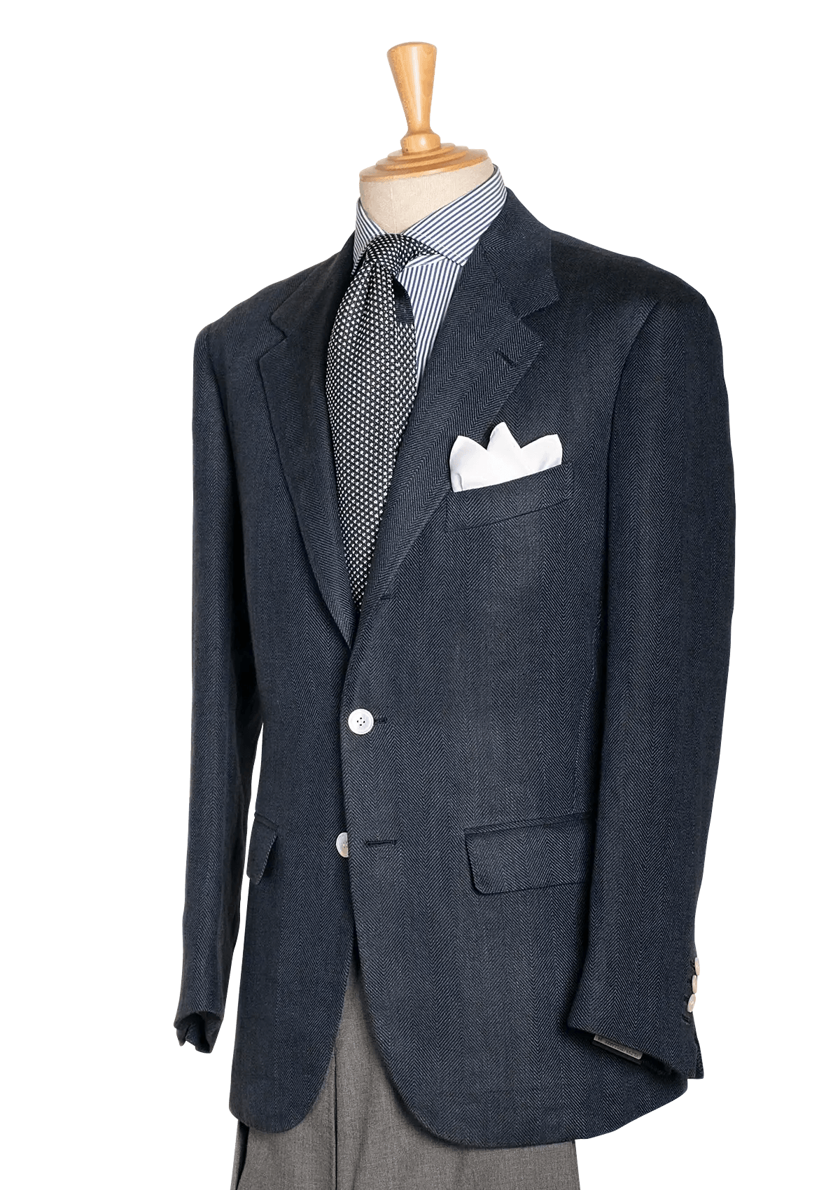 Men's Blue Herringbone Linen Jacket | Stefano Bemer
