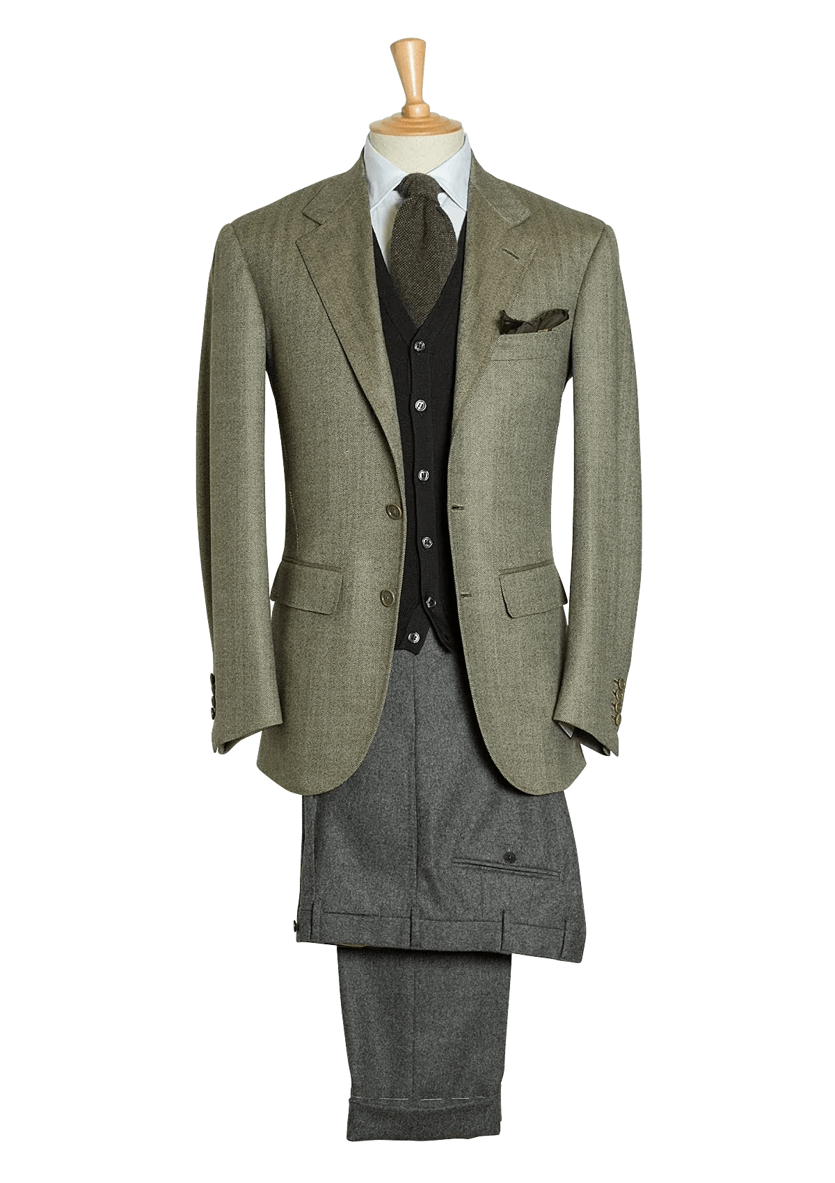 Men's Sage Herringbone Single-breasted Jacket | Stefano Bemer
